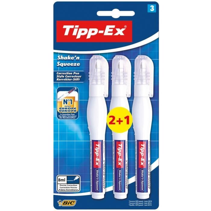BIC Tipp-ex Shake N' Squezze Stylos Correcteurs 2 + 1 GRATUIT ...