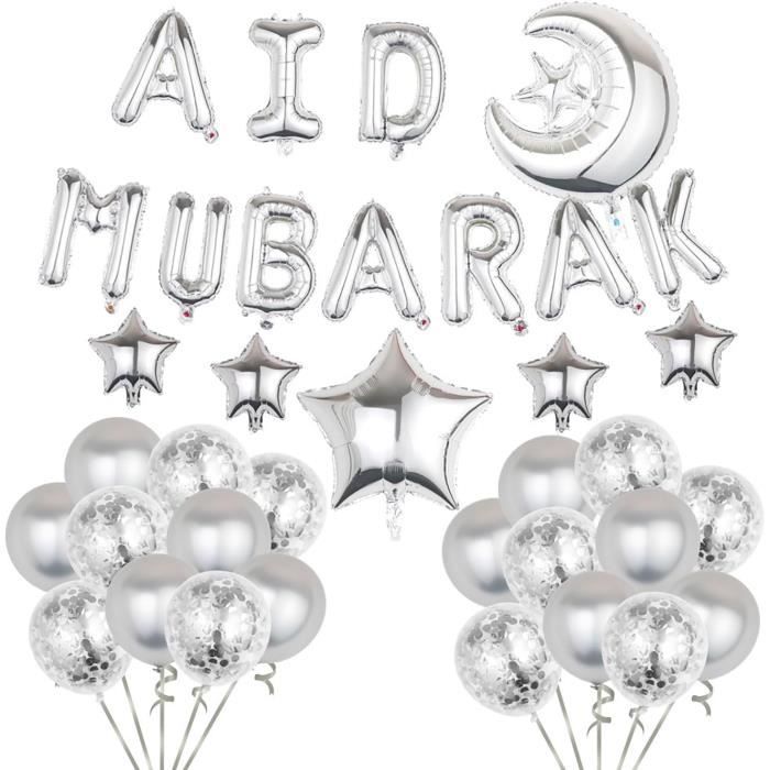 Aid Mubarak Decoration Argent 2024 Eid Mubarak Decoration Ballon Aid ...