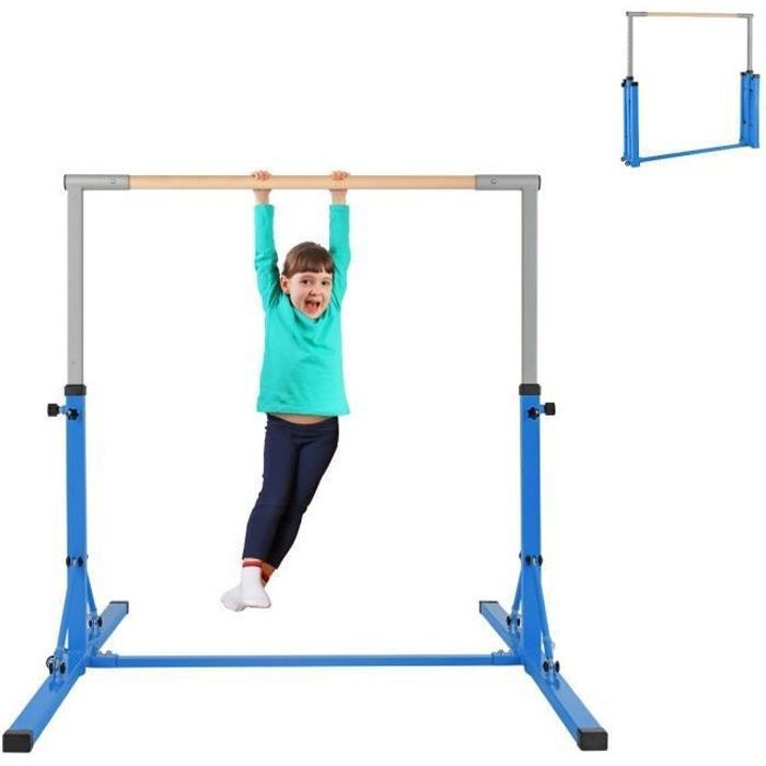 COSTWAY Barre de Gymnastique Pliable pour Enfants à Roulette, 13 ...