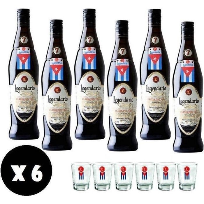 LEGENDARIO RUM ELIXIR DE C. 7 ANS 70 CL 6 BOUTEILLES + 6 VERRES - La ...