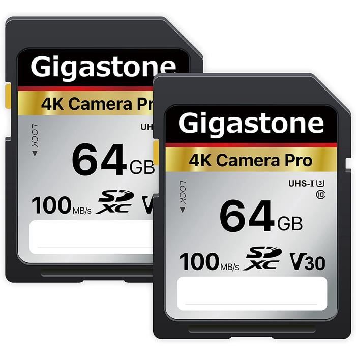Carte Sd - Limics24 - Mémoire Sdxc 64 Go 4K Caméra Pro Série Lot 2 ...