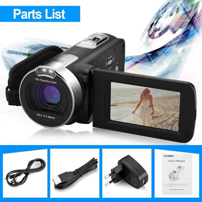 Pro Caméra Vidéo Numérique Caméscope DV 1080P FULL HD Portable 2.7 TFT ...
