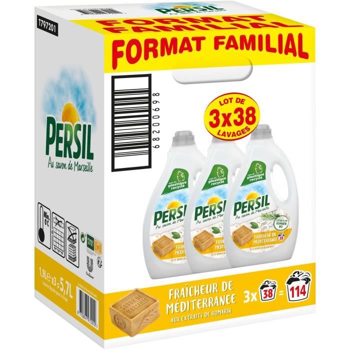 [LOT DE 3] PERSIL Lessive liquide Fraicheur de Méditerranée - 3x38 ...