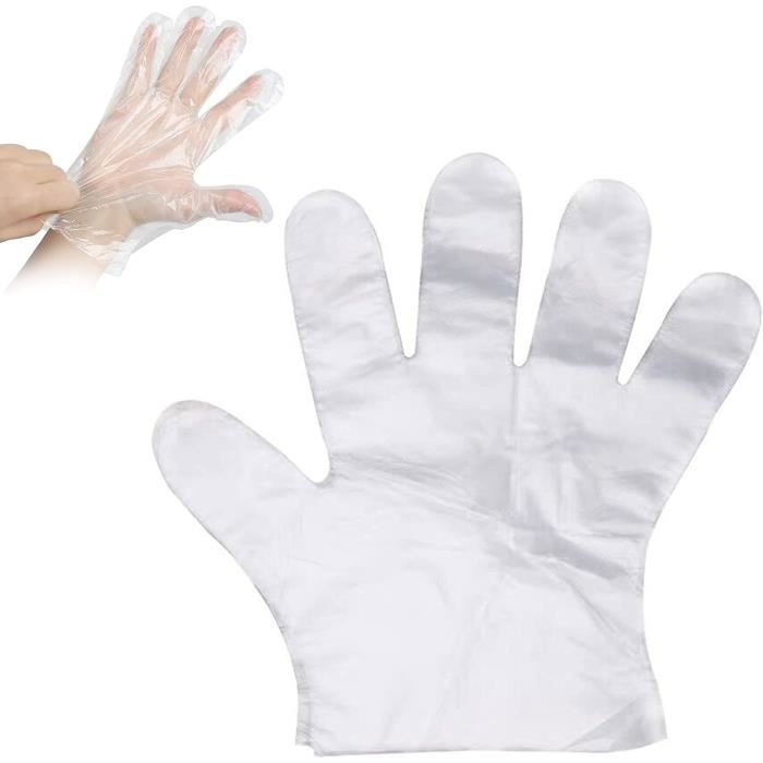 Cerioll Gants Jetables, 100 Pièces Gant Plastique, Polyéthylène Gants ...