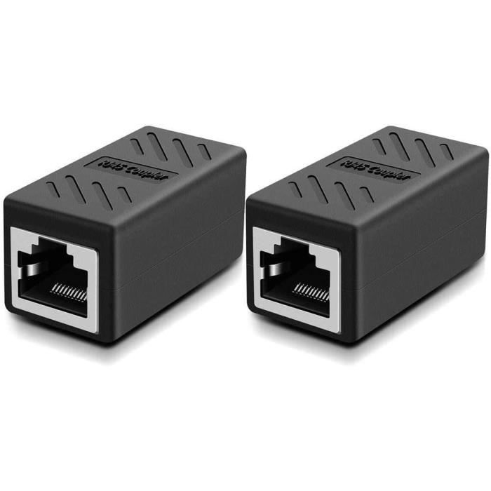 Lot de 2 Coupleur RJ45 Ethernet Connecteur Réseau Adaptateur Femelle à ...