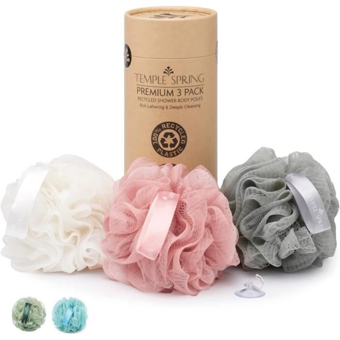 Lot De 3 Fleurs De Douche, Éponge De Bain Naturelle, Fleur De Douche ...