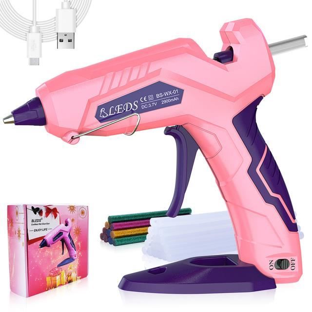 Pistolet à colle,Red--Pistolet à colle chaude sans fil, batterie ...