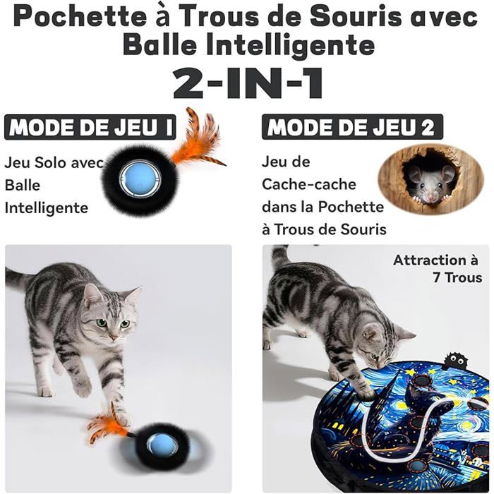 Interactif pour Chat avec 7 Trous,Sac de Tapis de Labyrinthe,Jeu de ...