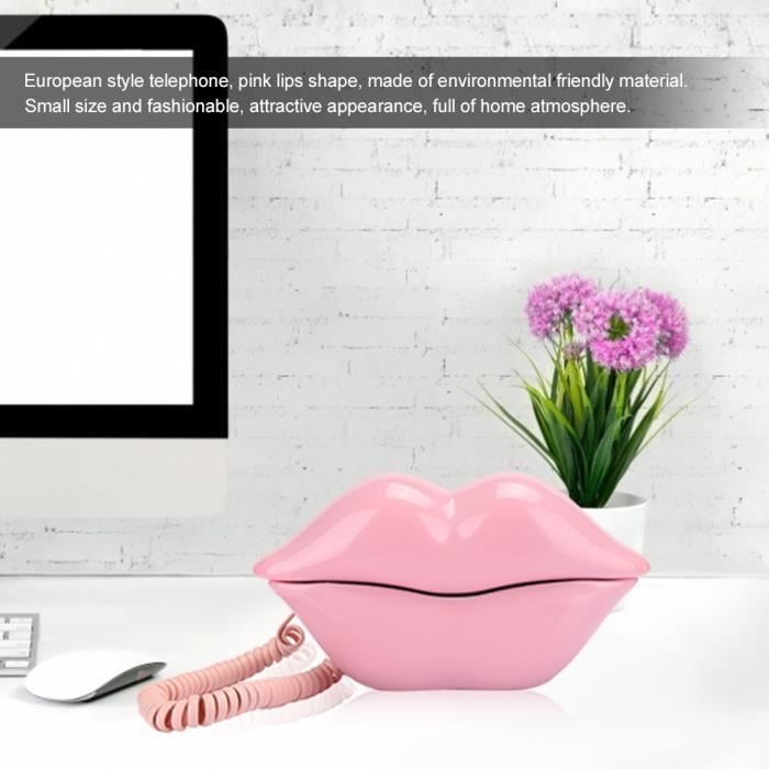 EJ.life Téléphone fixe design lèvres roses – Style européen, qualité ...