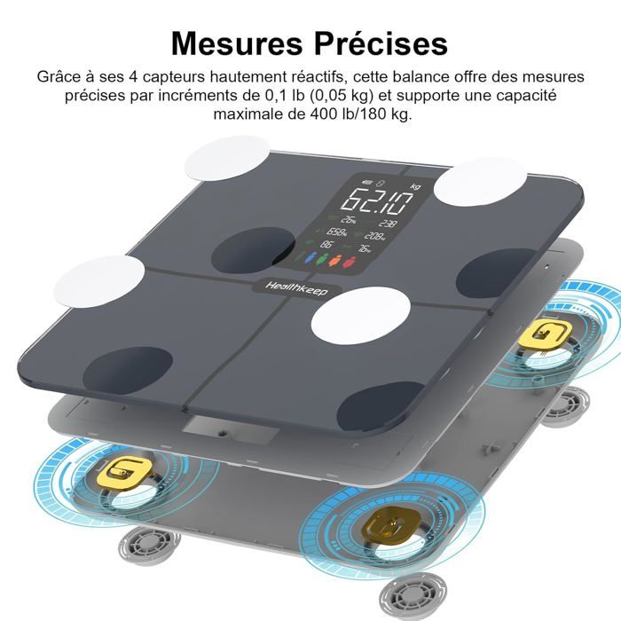 Balance Pèse Personne Balance Connectée Impédancemètre avec Affichage ...