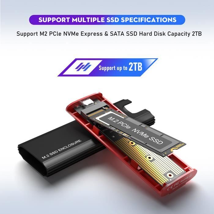 Case SSD M2 - Aluminum M.2 NVMe SATA SSD Enclosure Dual Protocol RTL9210B M.2 to USB 3.1 SSD Box ...