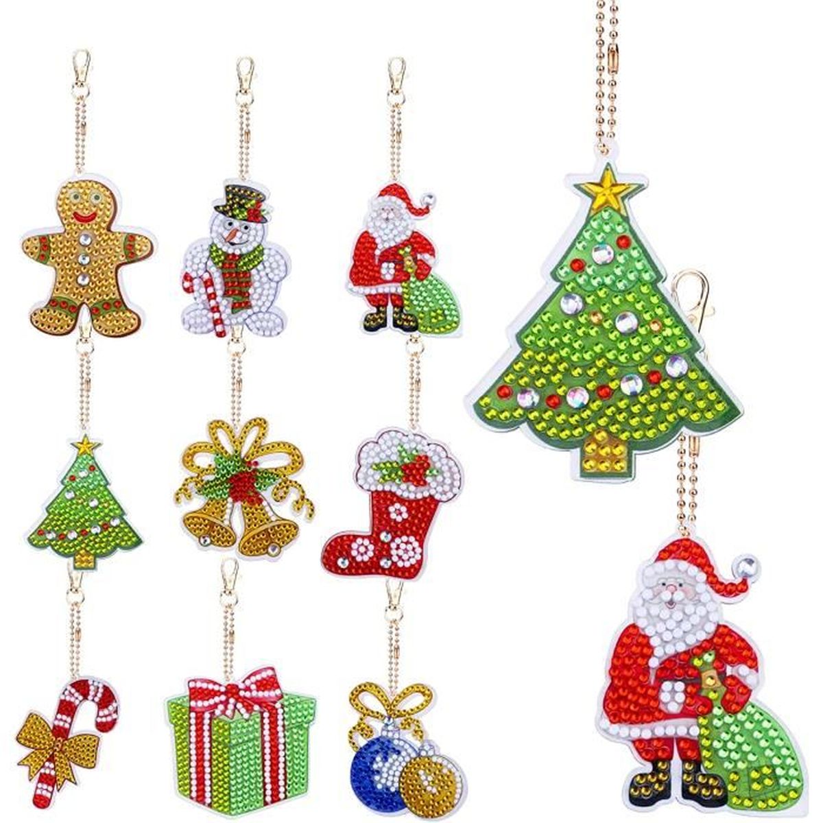 9Pcs 5D Noël Diamant Painting Portes-Clés pour Enfants Adultes, Kit de ... 9Pcs 5D Noël Diamant Painting Portes-Clés pour Enfants Adultes, Kit de ...
