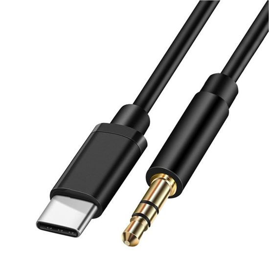 Cable Jack USB C Vers 35mm 1m Noir Type-C Prise Voiture Stro Audio ...