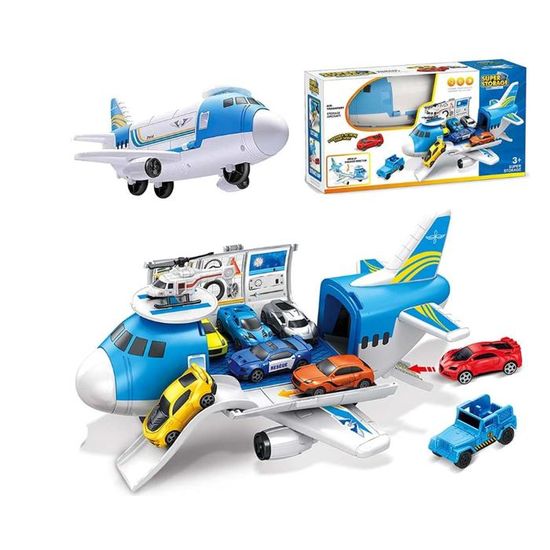 Playset Avion Garage Jouet Enfants Avion Ouvrable avec 4 Voitures Piste ...