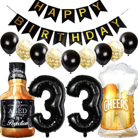 Ballon 33 Ans Anniversaire Homme, Kit De Decoration Anniversaire 33 Ans ...