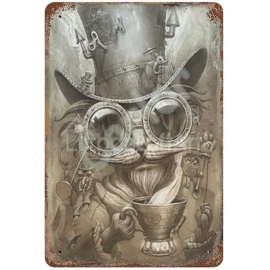 Mechanical Cat Retro Metal Sign Wall Decor Art Iron Printing Metal ...