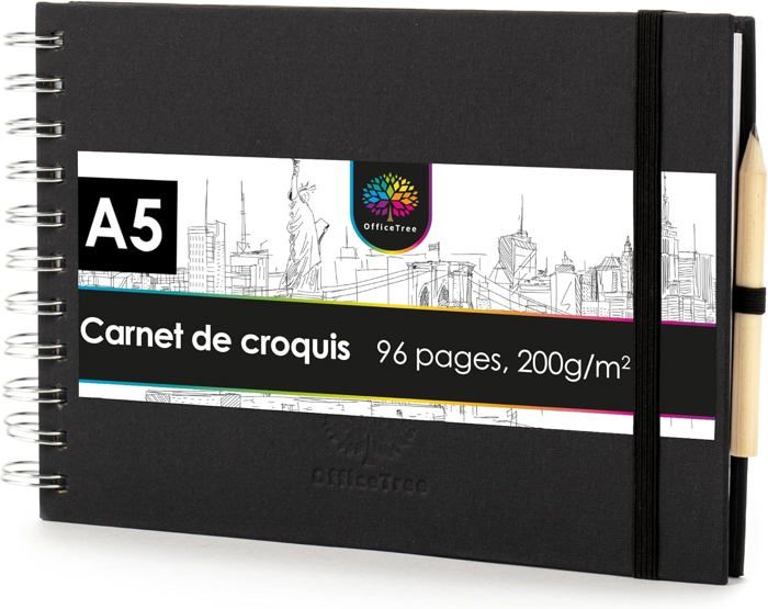 Cahier De Dessin A5-96 Pages 200G Papier Blanc - Format Paysage ...