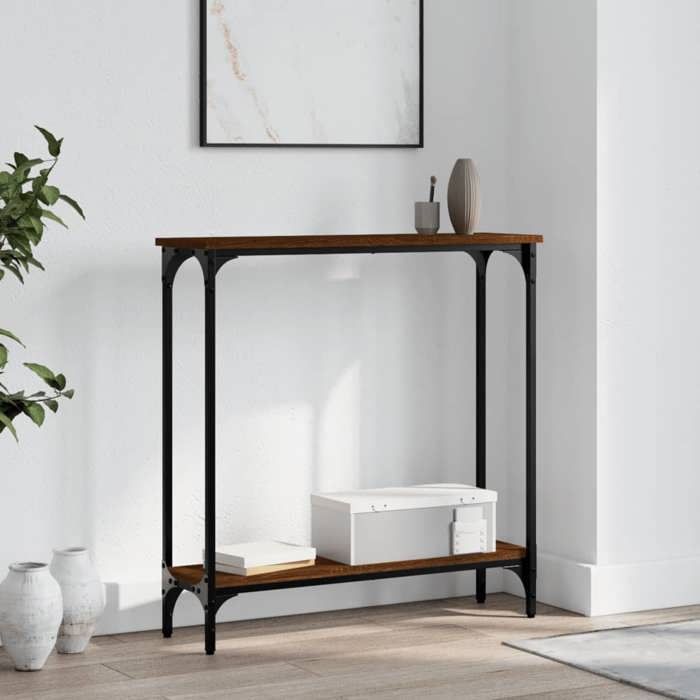 Table Console Chênemarron 75x22,5x75cm Bois D'ingénierie Gueridon Haut ...