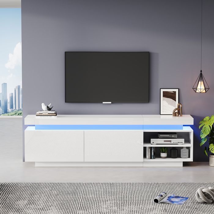 Buffet bas moderne Armoire TV brillante avec éclairage LED, buffet TV ...