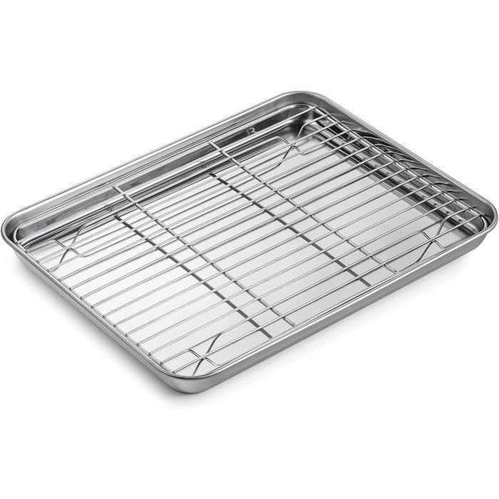 Plaque cuisson inox 31.5x25cm, grille rôtisserie, lave-vaisselle ...
