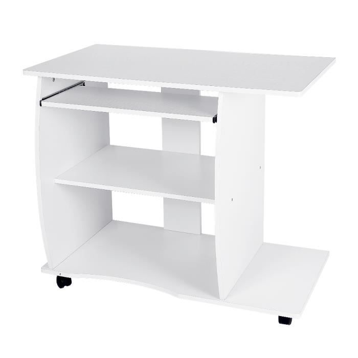 Bureau Informatique à roulettes - Meuble de Bureau pour Ordinateur PC ...
