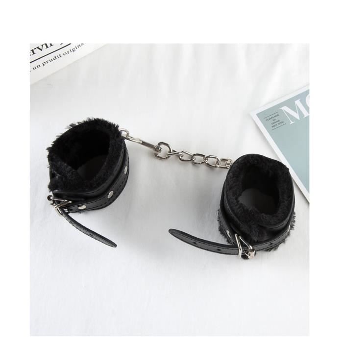 Le Noir Menottes En Cuir Pu Sm Noir Rose Sexy Réglables Rétro