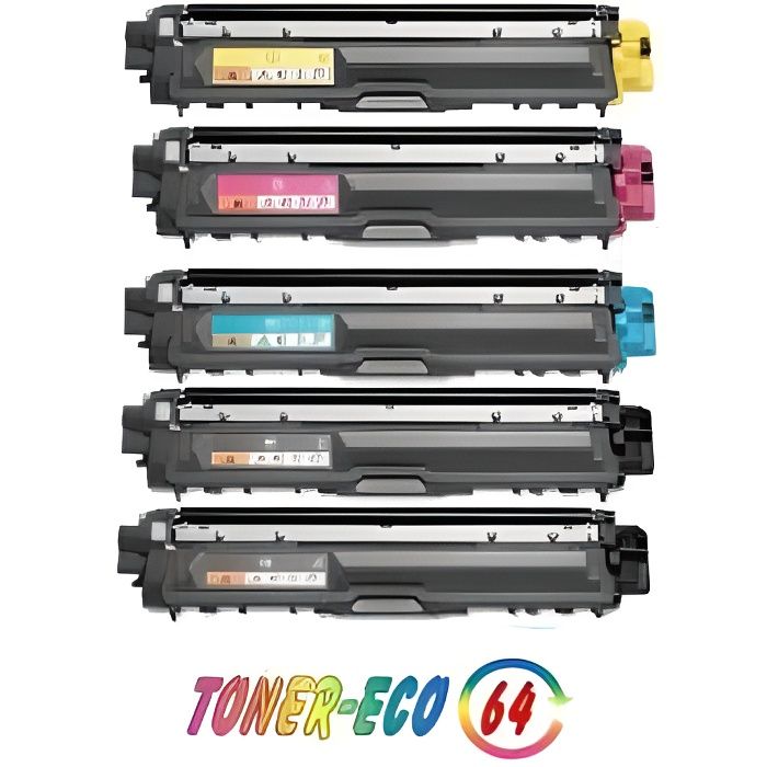 Pack de 5 Toners compatibles pour Brother DCP-9020cdw - Couleurs: Noir ...
