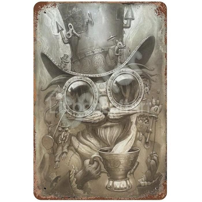 Mechanical Cat Retro Metal Sign Wall Decor Art Iron Printing Metal ...