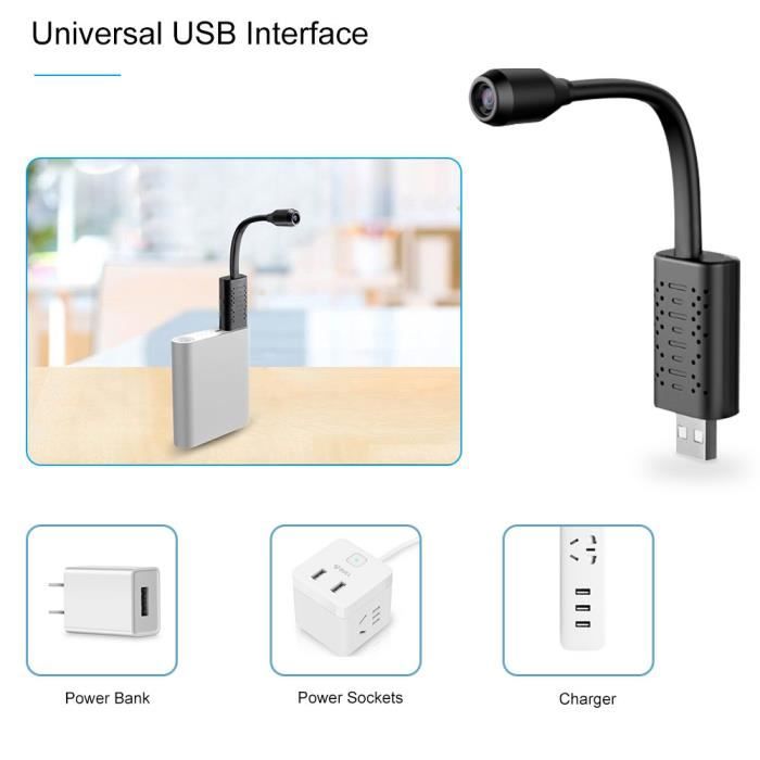 Caméra miniature,Mini caméra de Surveillance Wifi 360 P, usb, détection ...