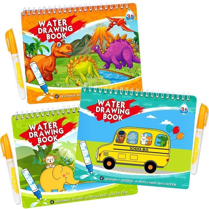 3 Pièces Livre de Dessin de l'eau Magique de l'eau Coloriage Livre de ...