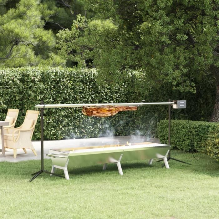 Plateau pour barbecue Argenté 158x42x31 cm Acier inoxydable ...