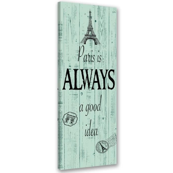 Image sur toile Tableau moderne mural Cadre Canevas Tour Eiffel Texte ...