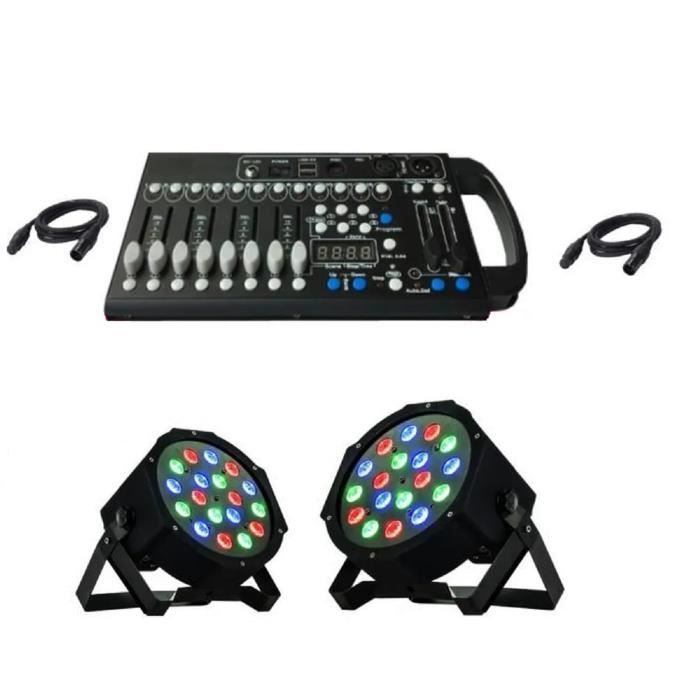 2 PARLED JEUX de lumière Puissants + 2 Câbles + 1 Contrôleur DMX à 192 ...