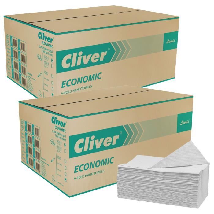 Cliver Serviette pliée monocouche écologique, serviette en papier blanc ...