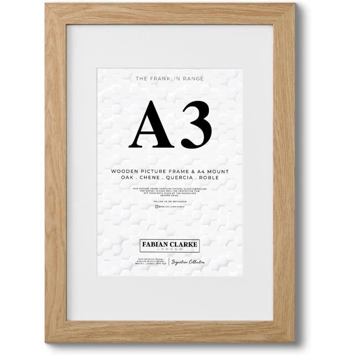 ® Cadre photo A3 moderne en bois de chêne avec passe-partout blanc A4 à ...