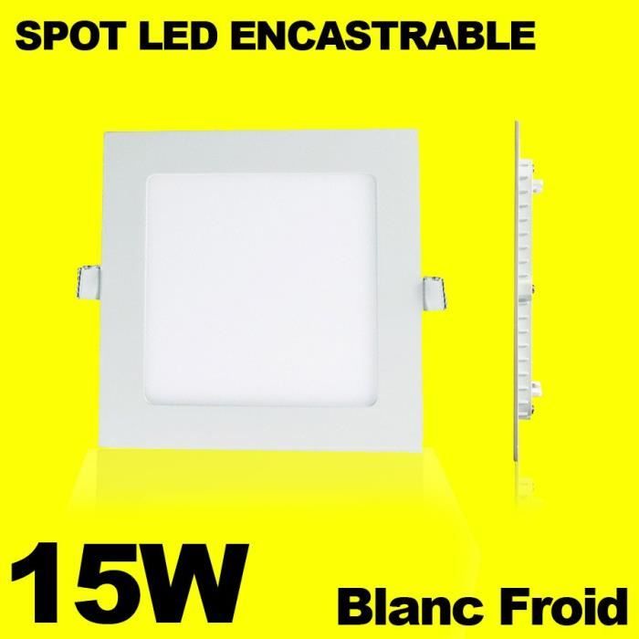 Spot Encastrable Led Carre Extra Plat 15w Blanc Froid 6000k
