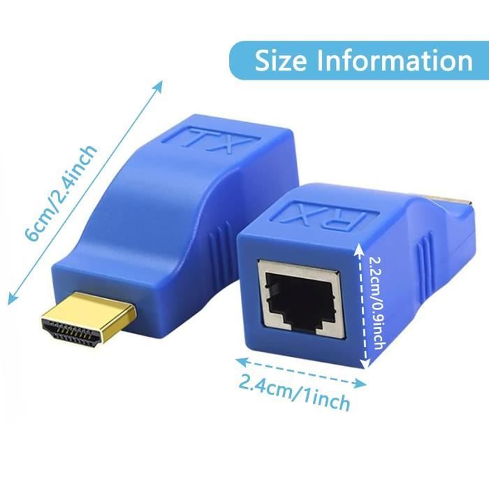 Extendeur RJ45 HDMI 1.4,Adaptateur HDMI vers RJ45,Répéteur de ...