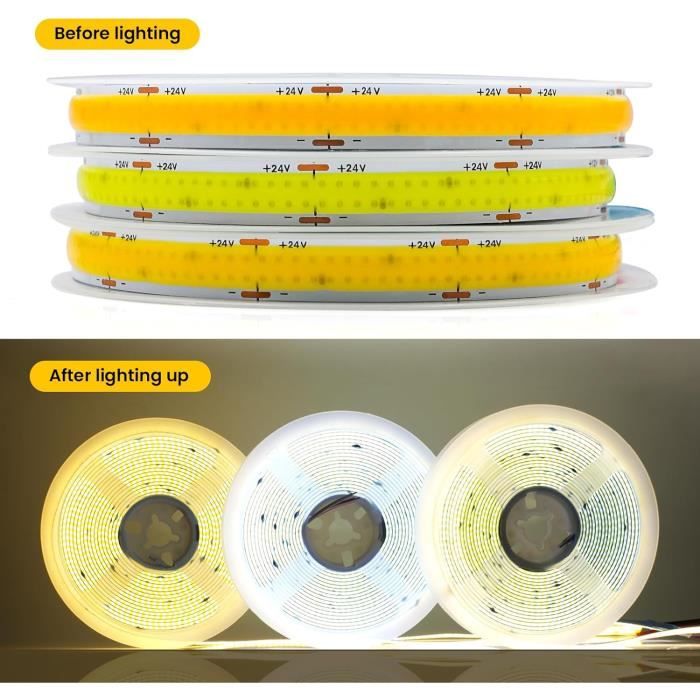 24V Cob Ruban À Led, 600Leds-M Led Strip Lights, Flexible Étanche ...