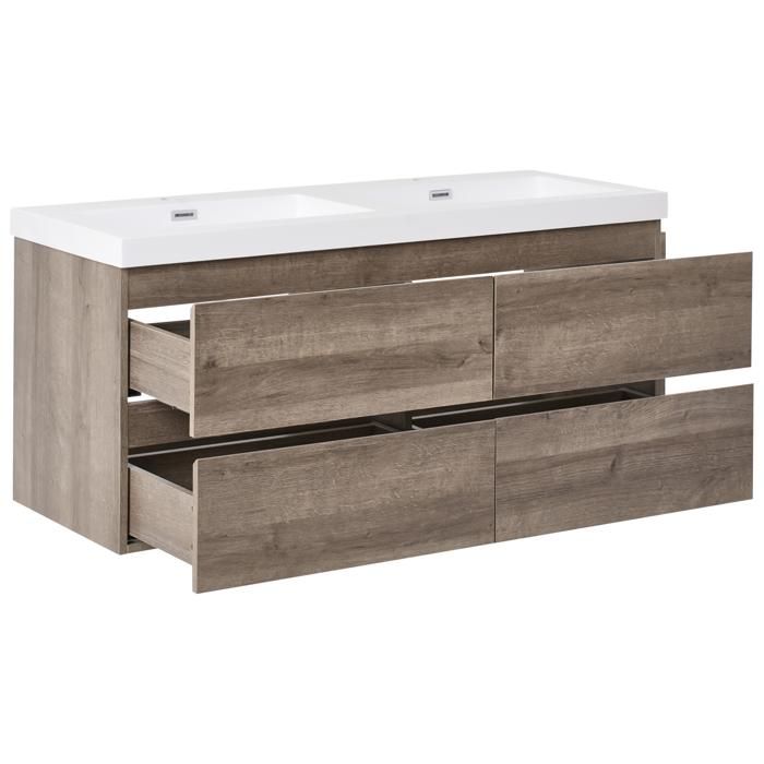 Meuble-lavabo mural avec double vasque VIEDMA 120 cm 52 cm Taupe ...