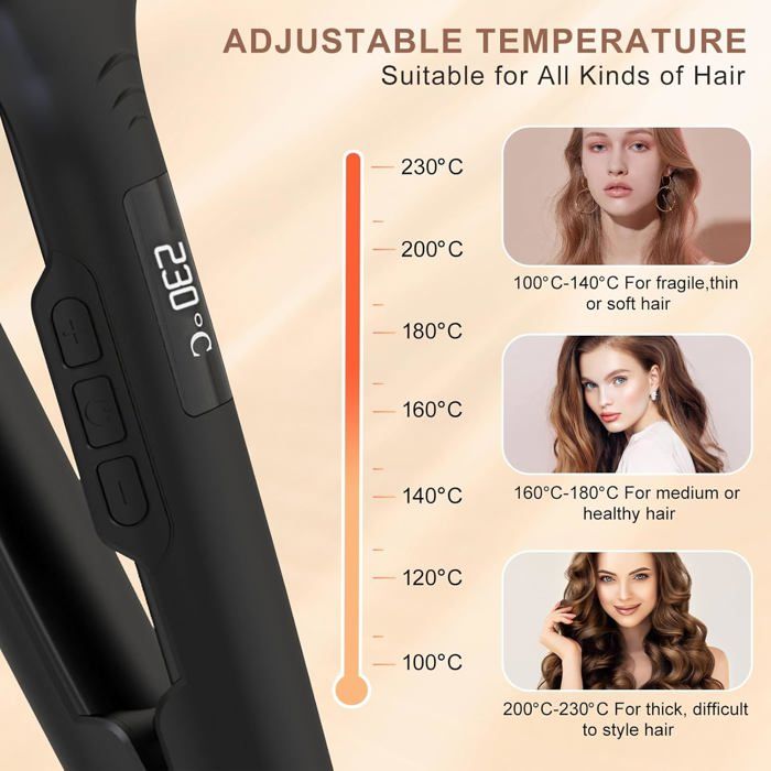 Lisseur Cheveux,Professionnel Lisseur Boucleur Cheveux 2 en 1,Fer à Lisser Céramique Tourmaline ...