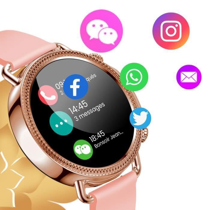 Smartwatch Femme Rubicon, Élégante avec Bracelet Rose - Cdiscount ...