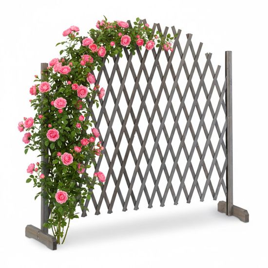 Relaxdays Treillis jardin en bois extensible 200 cm, Clôture grillage ...