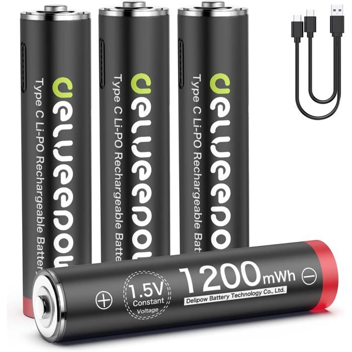 Piles rechargeables AAA lithium - JOZSI - 1,5V, 1200 Mwh, Haute ...