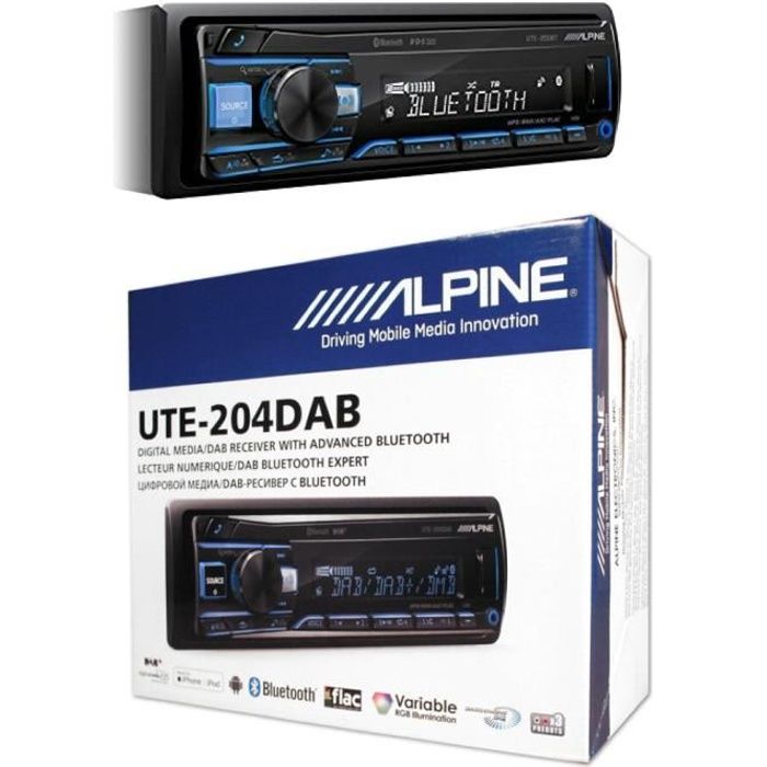 1 ALPINE UTE-204DAB autoradio 1 din numérique média stéréo récepteur ...