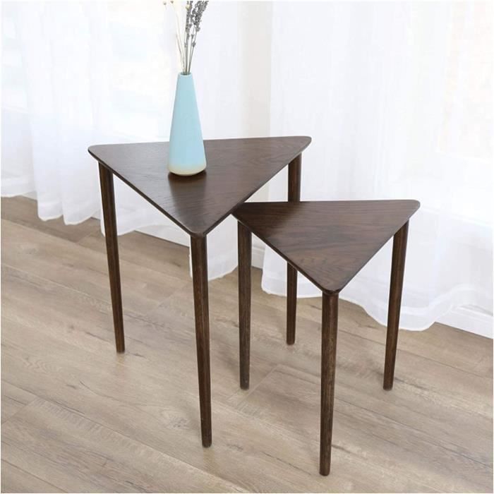 Table Basse Triangle Nesting Chêne Naturel End Table Ensemble de 2 ...