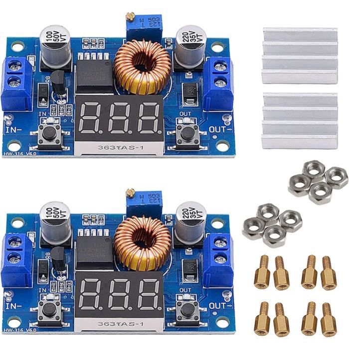 Convertisseur Buck réglable Module abaisseur 5A Haute Puissance 75W DC-DC avec Affichage LED ...