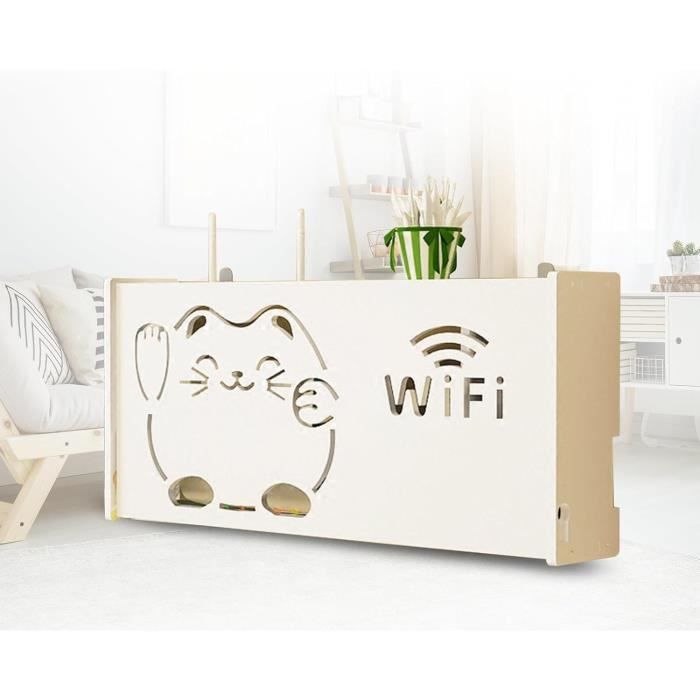 Etagere Murale Tv Blanche Support Box Internet Rangement Mural Chambre ...