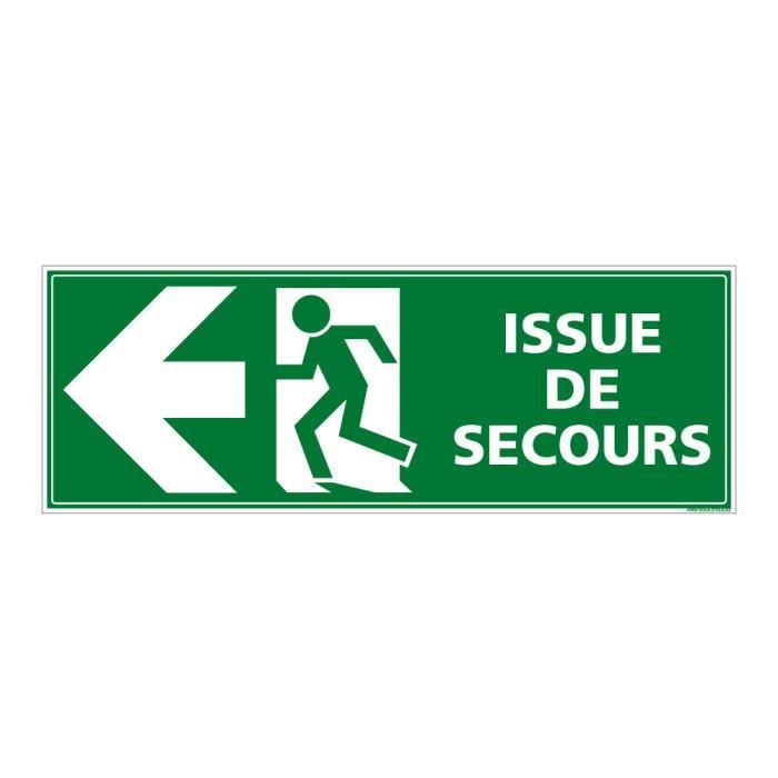 Panneau horizontale issue de secours flèche vers la gauche - PVC - 980 x 350 mm - SIGNALETIQUE ...
