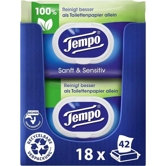Tempo Lot de 18 paquets de 42 feuilles de papier toilette hde et doux ...