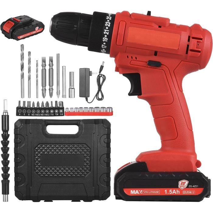 Perceuse Électrique Sans Fil Portable 21 V Mandrin 3-8" Perceuse ...